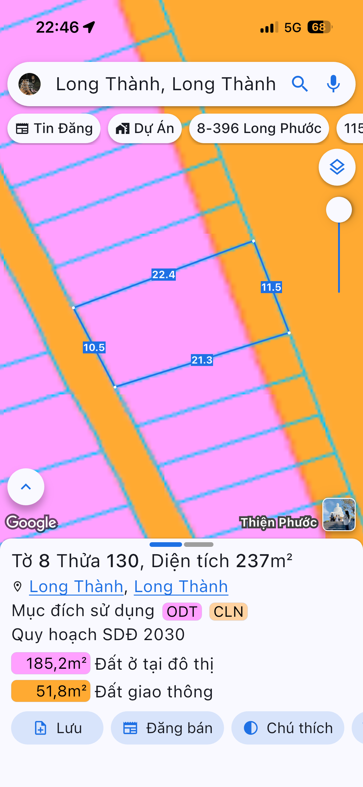 Bán đất 352m² có sẵn 350m² thổ cư ngang 16m giá 26 tỷ tại Xã Long Thành